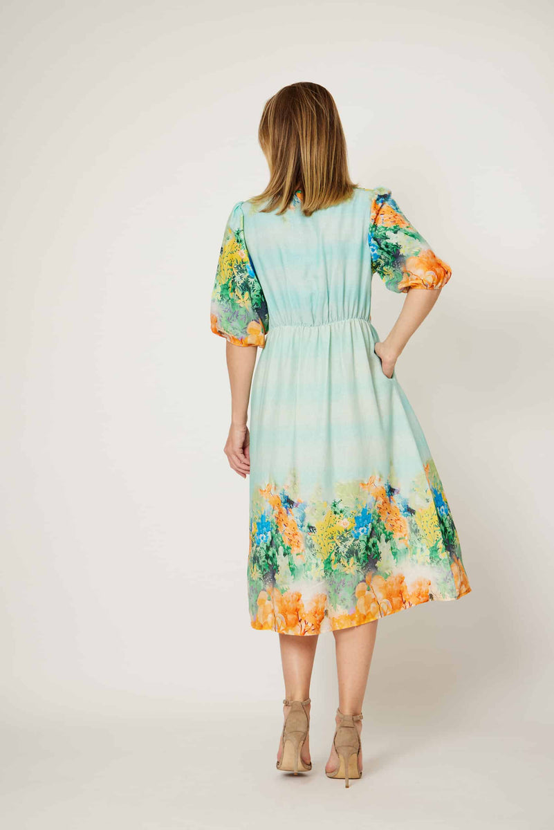LA STRADA PUFF SLEEVE KNOTED DRESS – TariaFashion