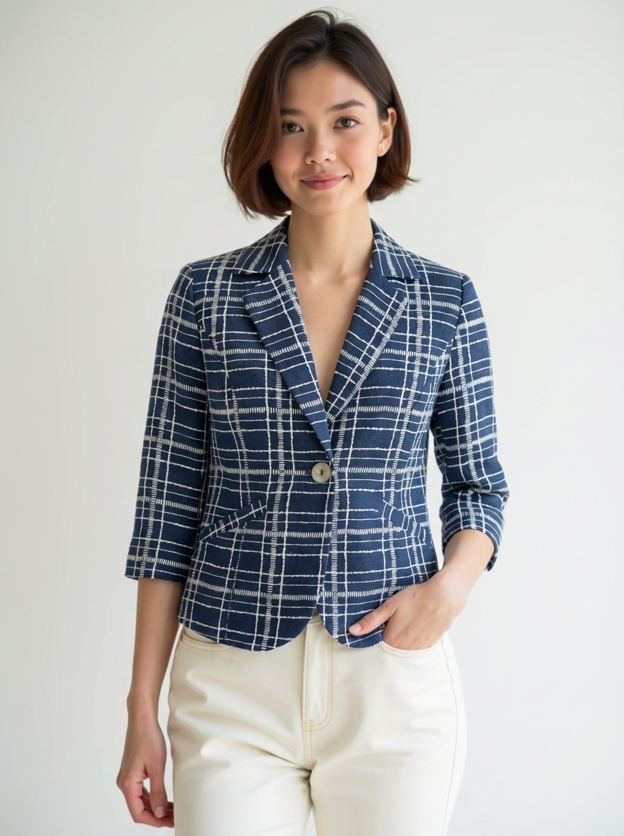 TARIA CHECKERED SHAPE BLAZE – TariaFashion