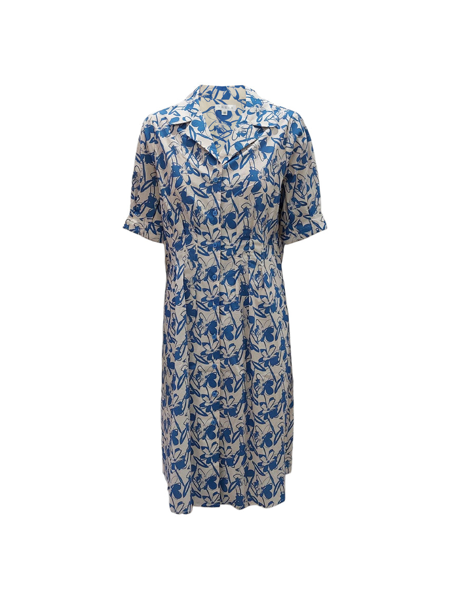 TARIA COLLAR BLUE/BEIGE DRESS – TariaFashion