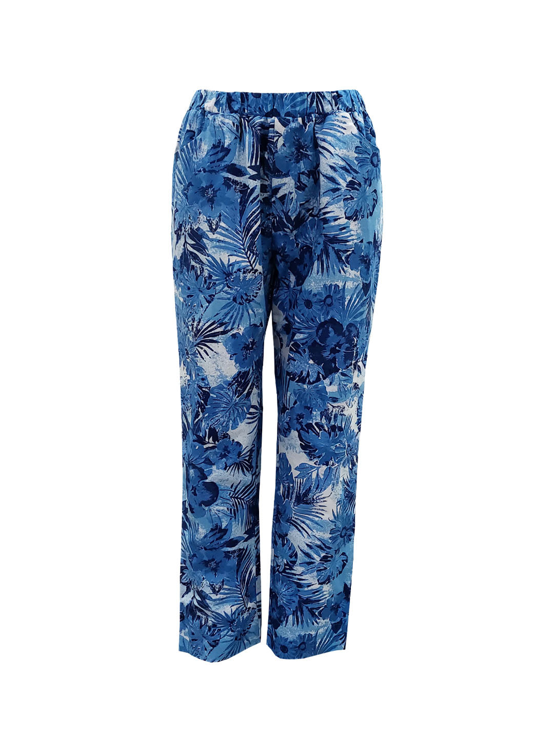 TARIA NAVY FLORAL PRINT LINEN PANTS – TariaFashion